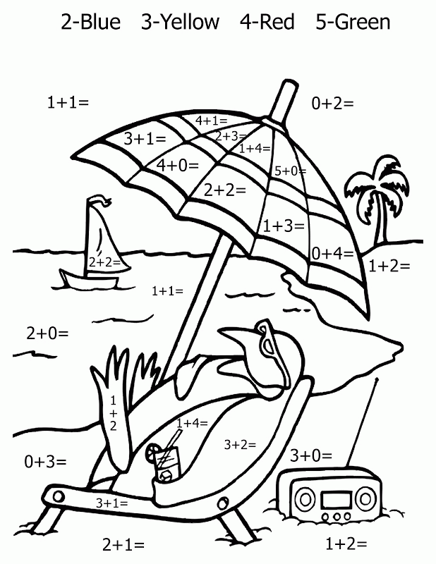 Color By Number Addition Best Coloring Pages For Kids
