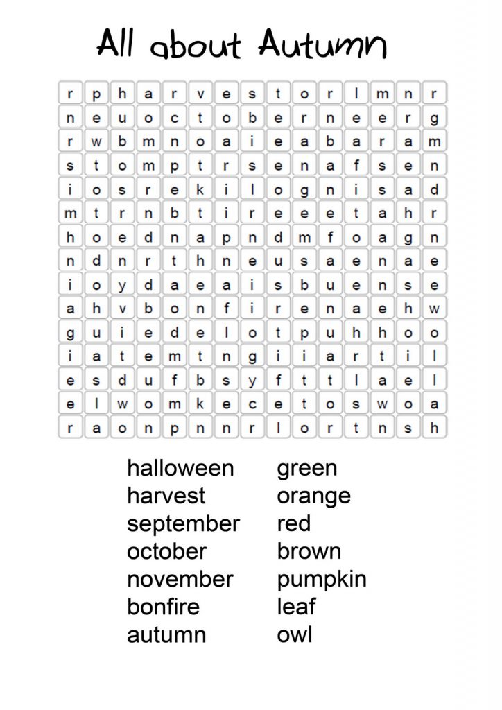Fall Word Search Best Coloring Pages For Kids