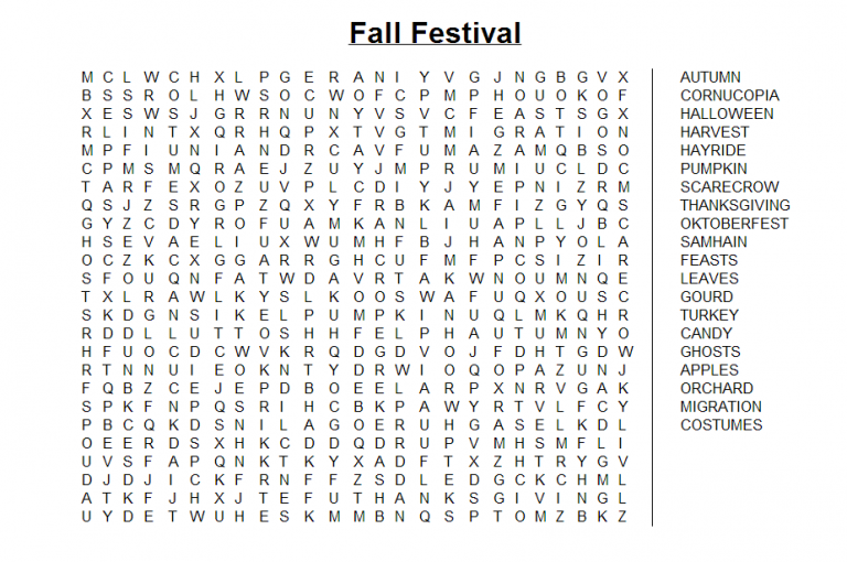 Fall Word Search - Best Coloring Pages For Kids