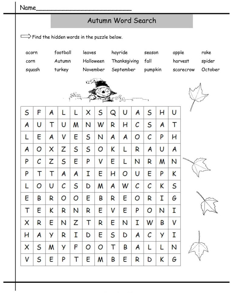 Fall Word Search - Best Coloring Pages For Kids