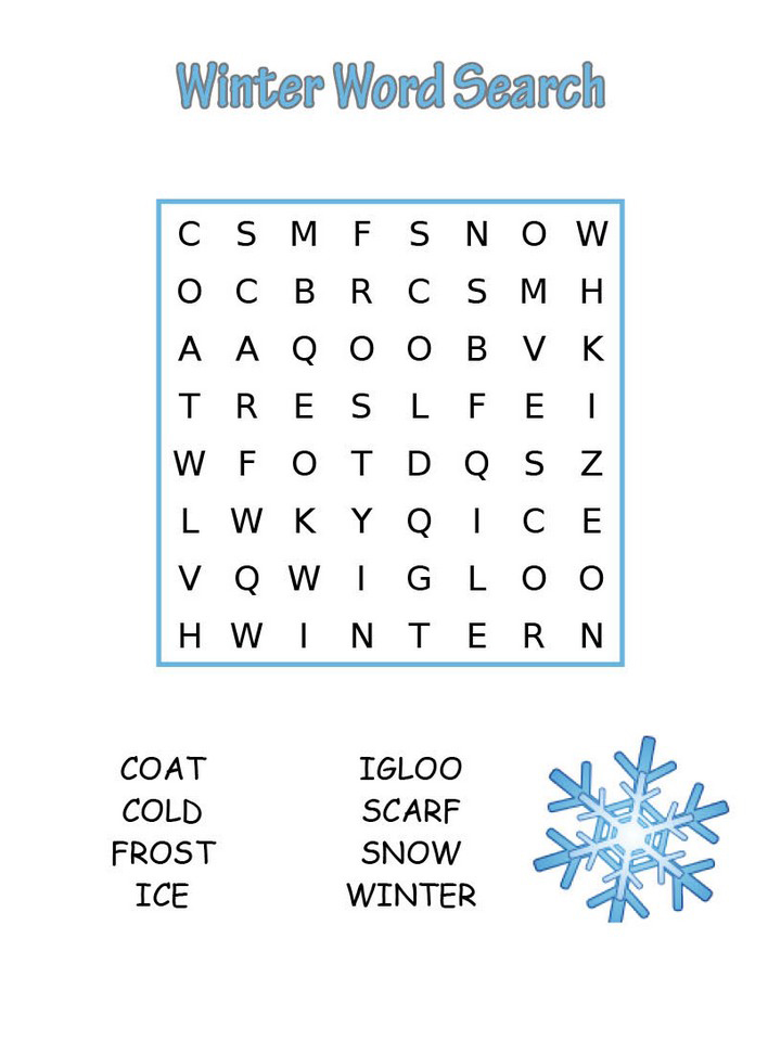 Winter Word Search Printable For Kids Thrifty Mommas Tips Winter Word 