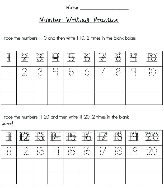 Kindergarten Number Writing Worksheets Printable Kindergarten Worksheets