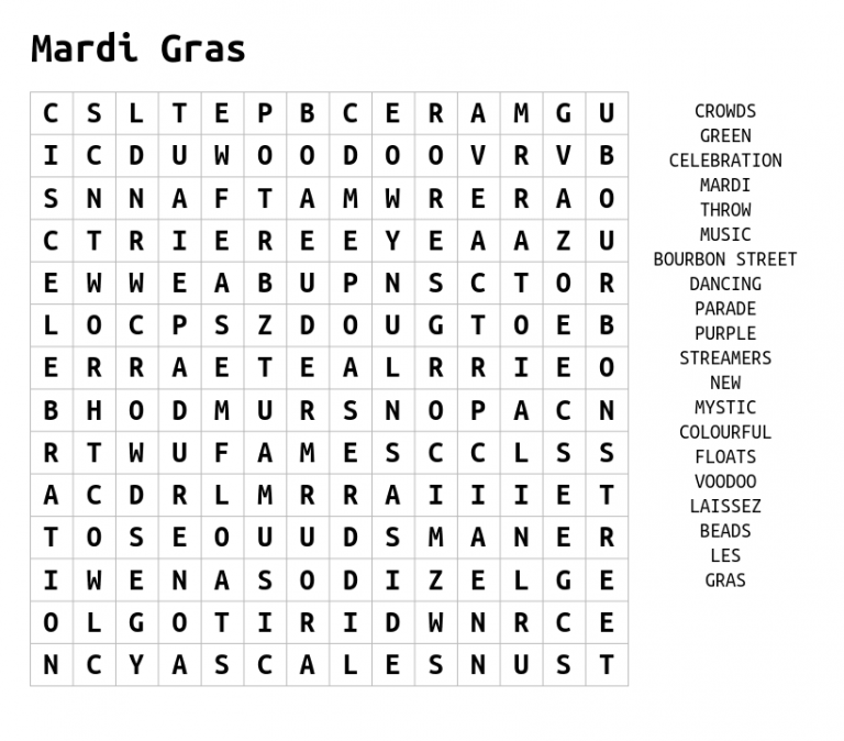 Mardi Gras Worksheets - Best Coloring Pages For Kids