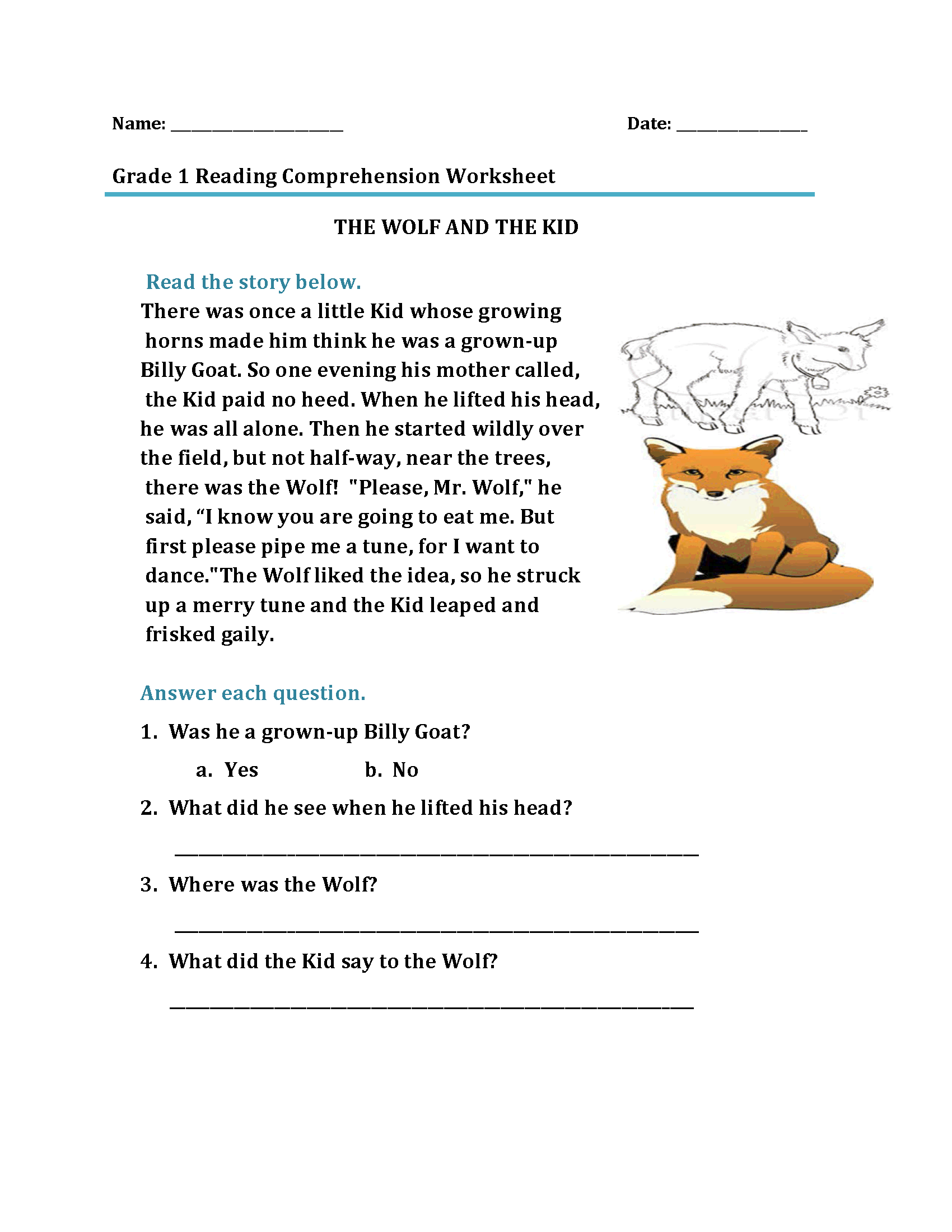 Reading Comprehension Exercises With Answers