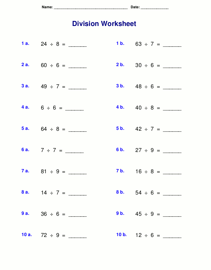 3rd Grade Division Worksheets Best Coloring Pages For Kids