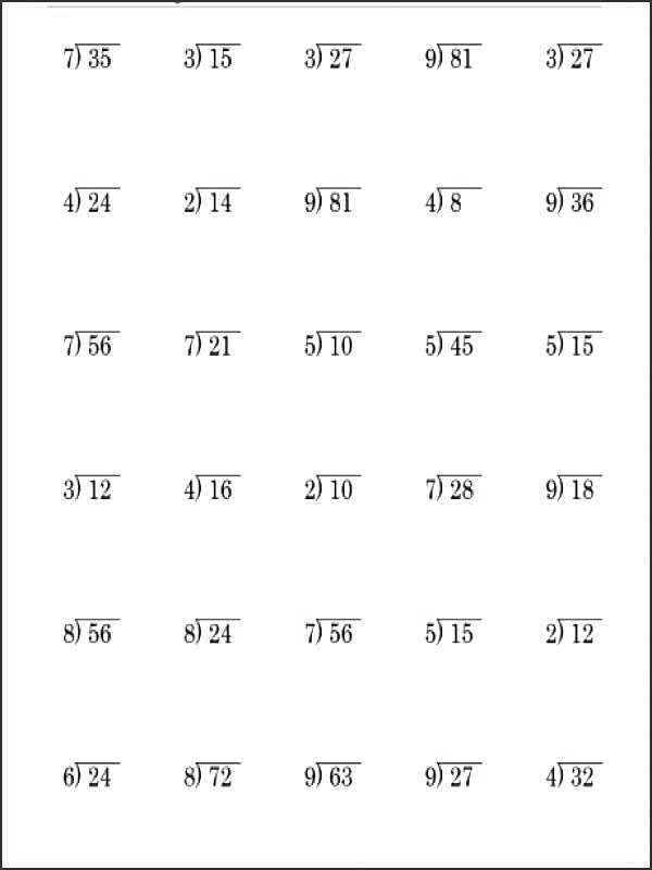 Division Sheets For 3rd Grade