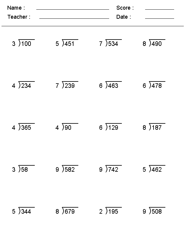 Division For 3Rd Graders Worksheet Worksheet24