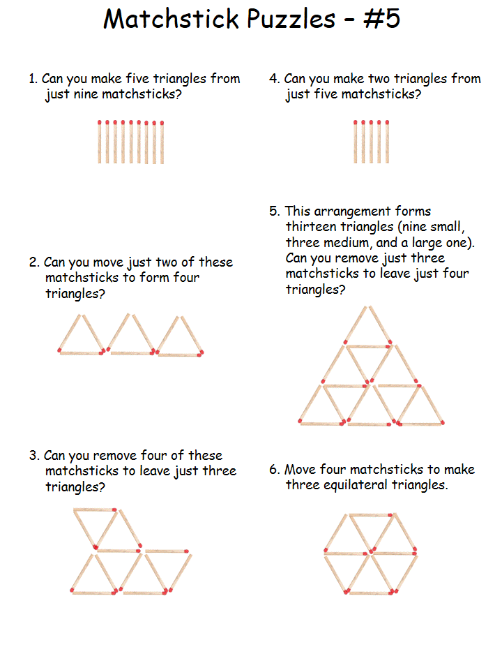 Intermediate Matchstick Puzzles Easy Matchstick Puzzles Printable 