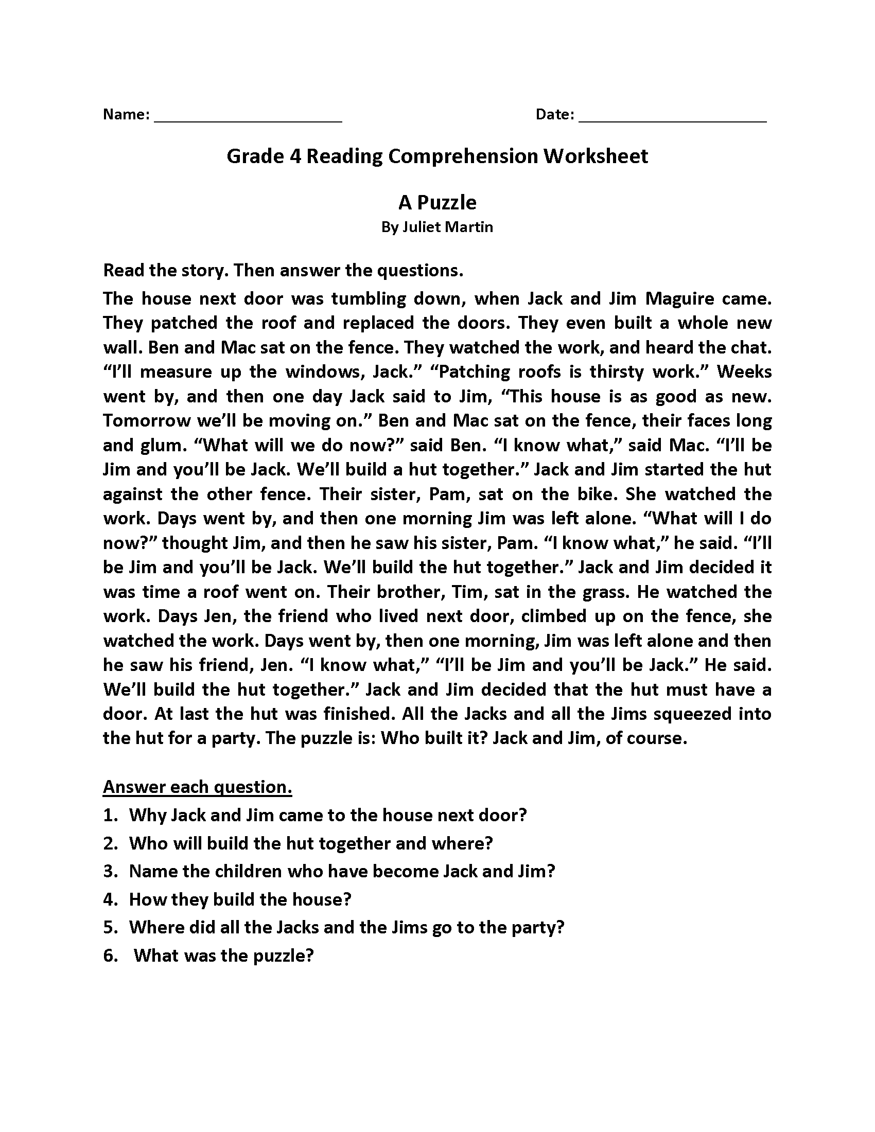 Comprehension Lesson Plans 4th Grade
