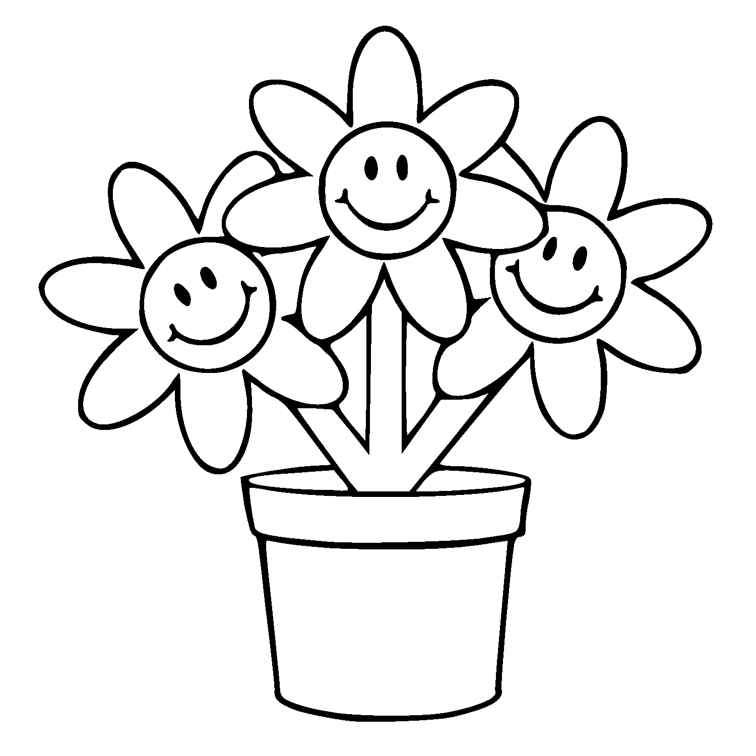 small flower pot coloring page